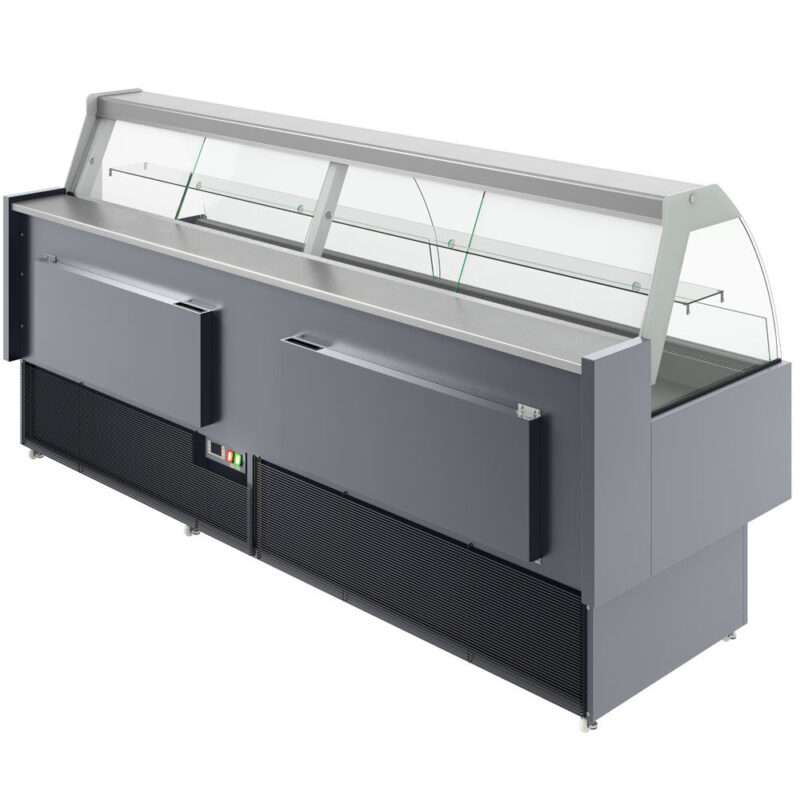 Coldline SDC98 98″ Refrigerated Curved Glass Meat Deli Case with Rear ...