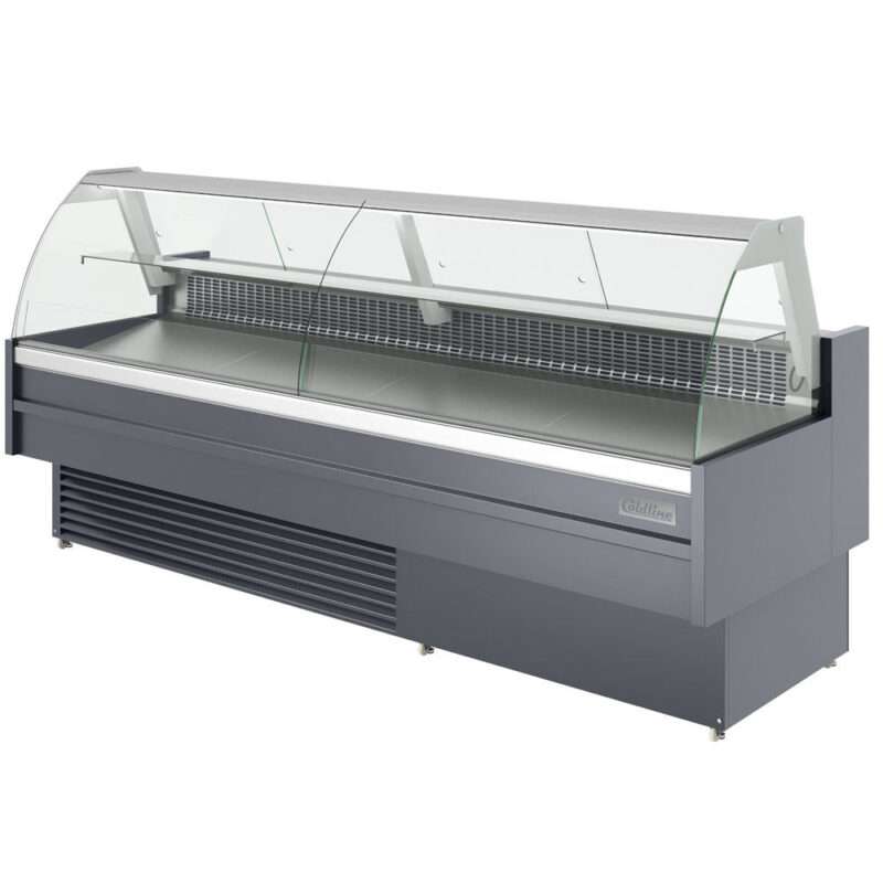 Coldline SDC98 98″ Refrigerated Curved Glass Meat Deli Case with Rear ...